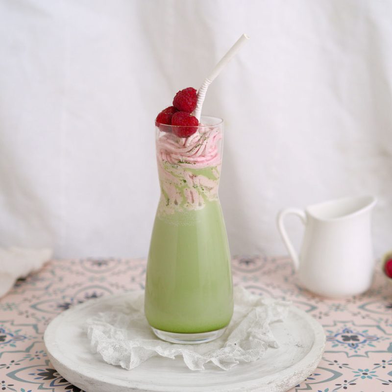 Matcha milkshake with raspberry foam - Recipes | Dairy UK